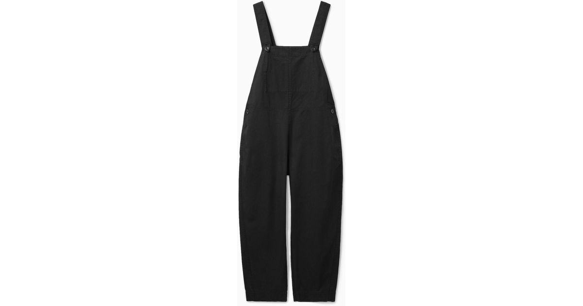 COS Cotton Barrel-leg Dungarees in Black | Lyst