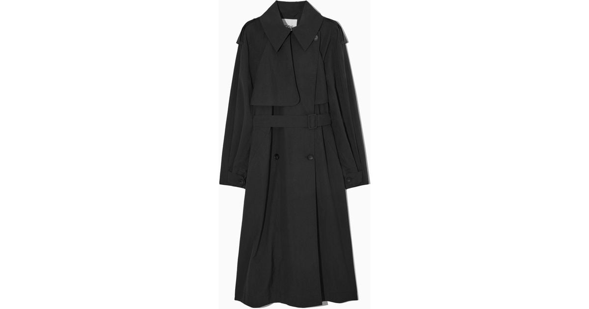 COS Oversized Lightweight Trench Coat in Black | Lyst UK