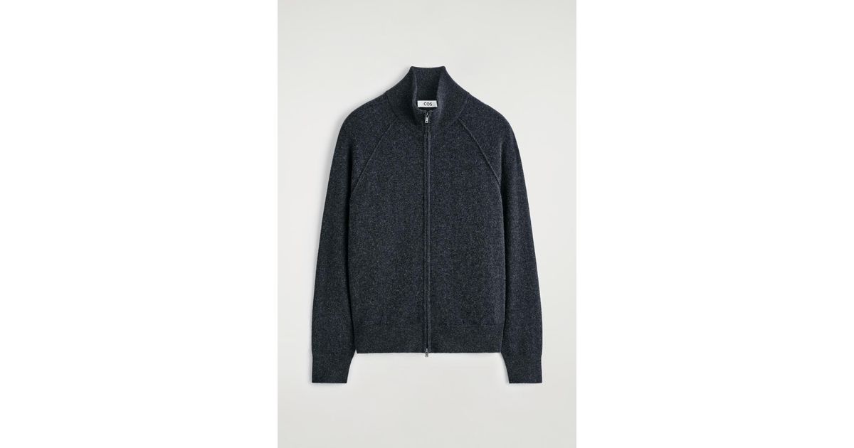 COS Cashmere Funnel-Neck Zip-Up Cardigan in Blue for Men | Lyst UK