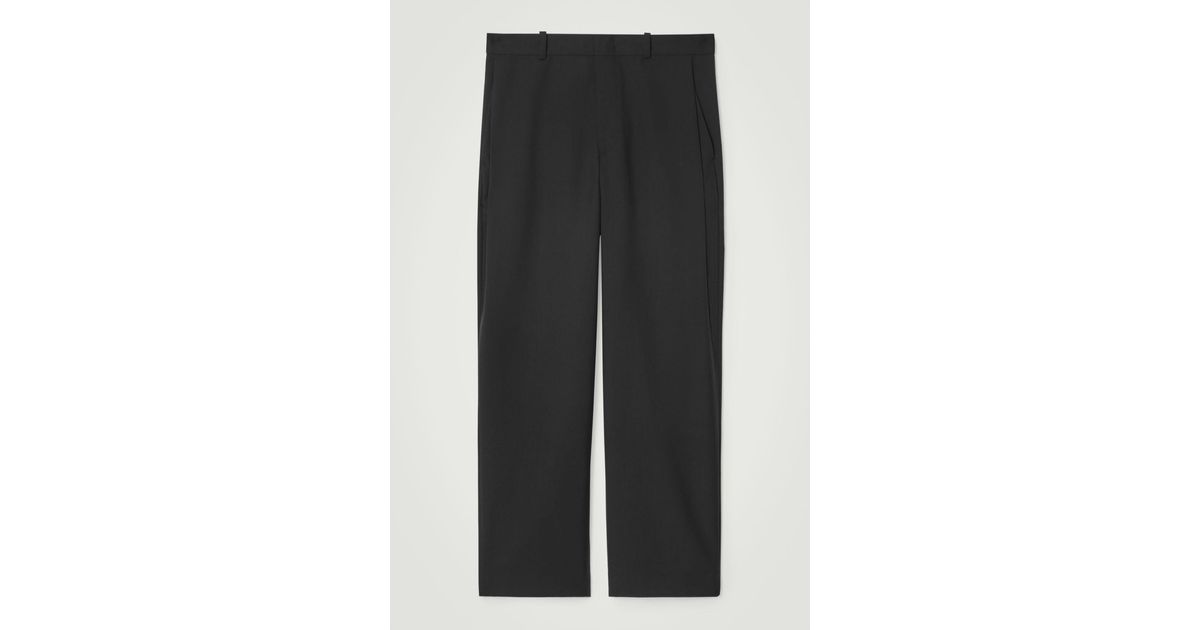 COS Tapered Wool-hopsack Trousers in Black for Men | Lyst