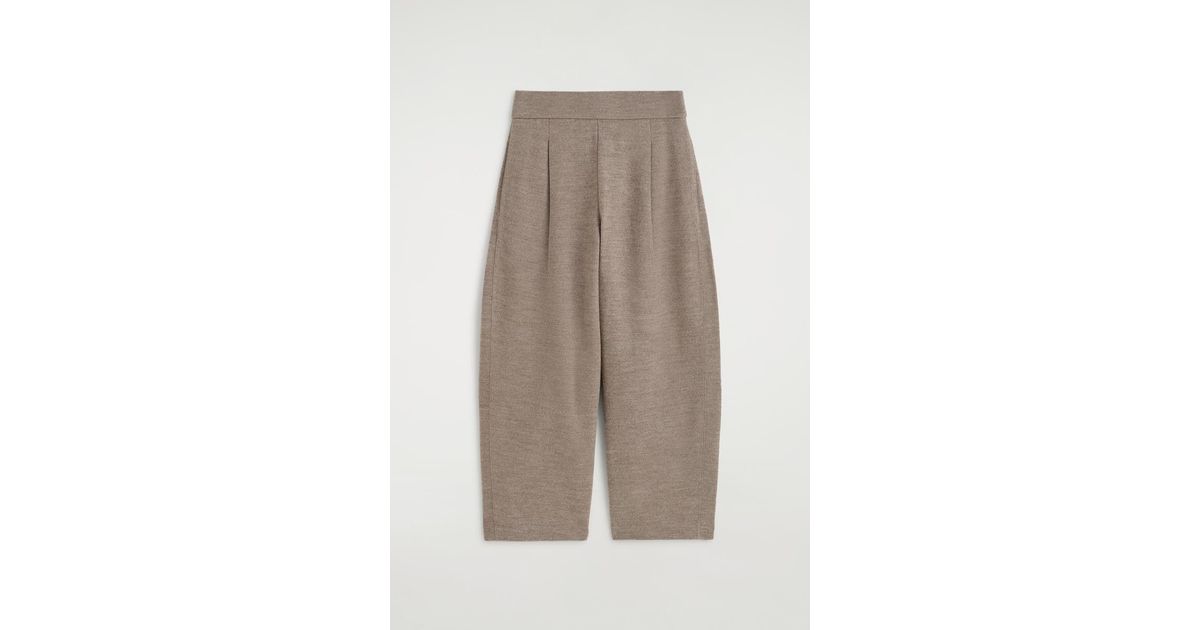 COS Boiled-Wool Barrel-Leg Trousers in Natural | Lyst UK
