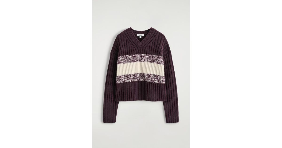 COS Textured Merino Wool V-Neck Sweater | Lyst