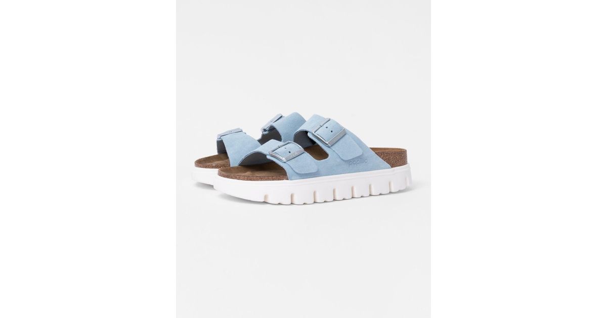 Birkenstock Papillio Arizona Chunky Suede Sandals in Blue | Lyst