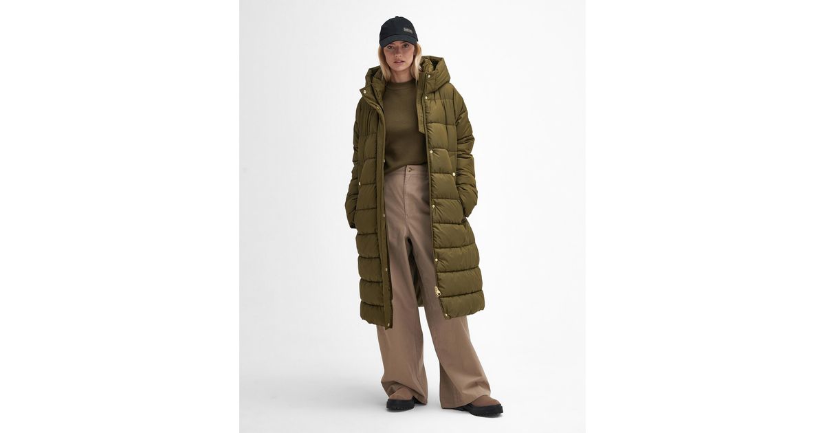 Barbour Longline Barron Puffer Jacket Colour: Empire in Green | Lyst