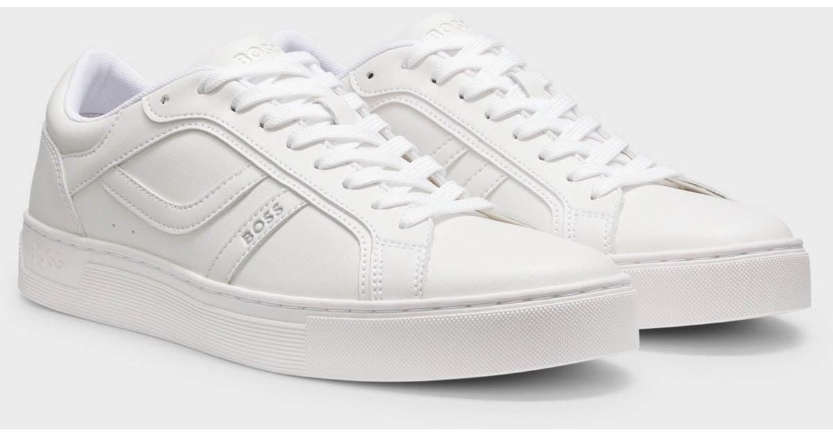 BOSS Rhys Logo-Trimmed Trainers in White for Men | Lyst UK