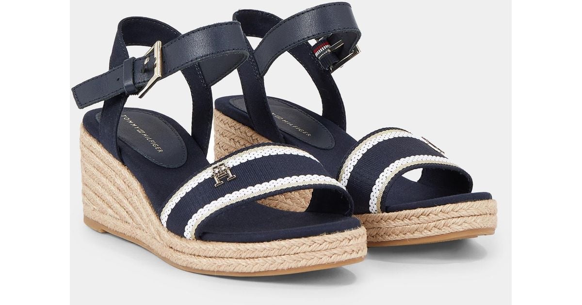 Tommy Hilfiger Webbing Wedge Espadrilles in Blue | Lyst UK