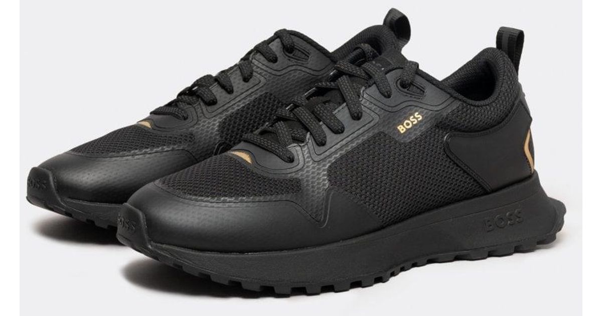 BOSS Boss Jonah Mixed-Material Trainers With Mesh Details And Branding ...