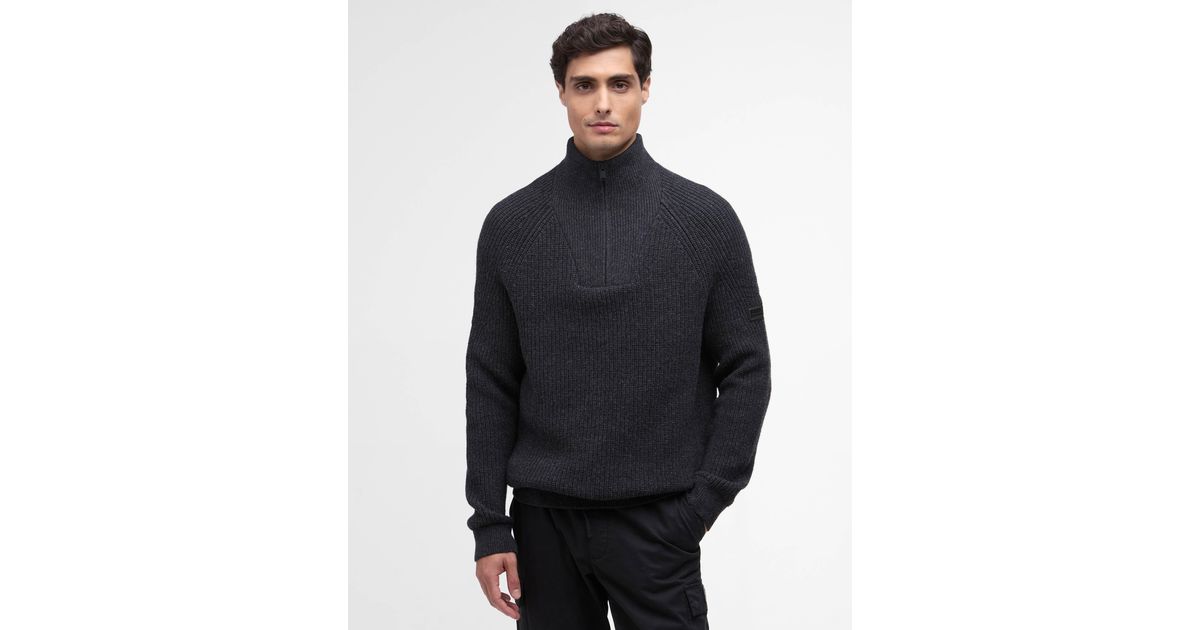 Barbour Chester Funnel Neck Jumper in Blue for Men | Lyst UK