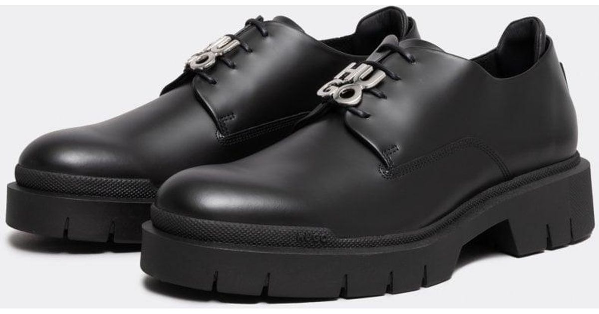 HUGO Denzel Bolt Derby Shoes in Black for Men | Lyst UK