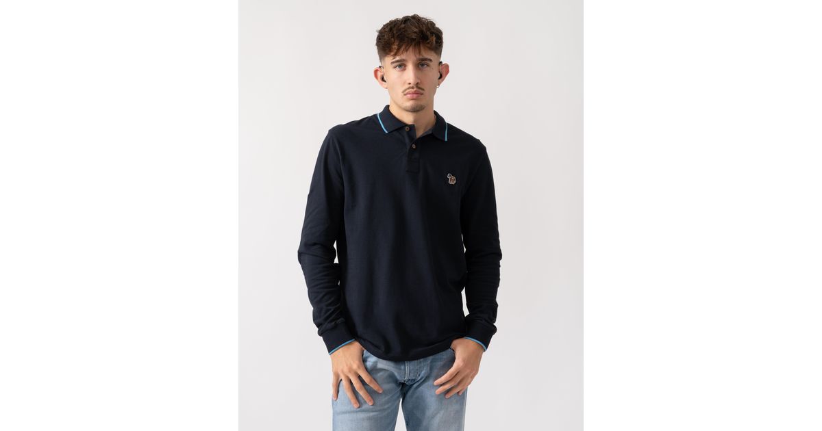 Paul Smith Ps Long Sleeve Zebra Badge Polo in Blue for Men | Lyst UK