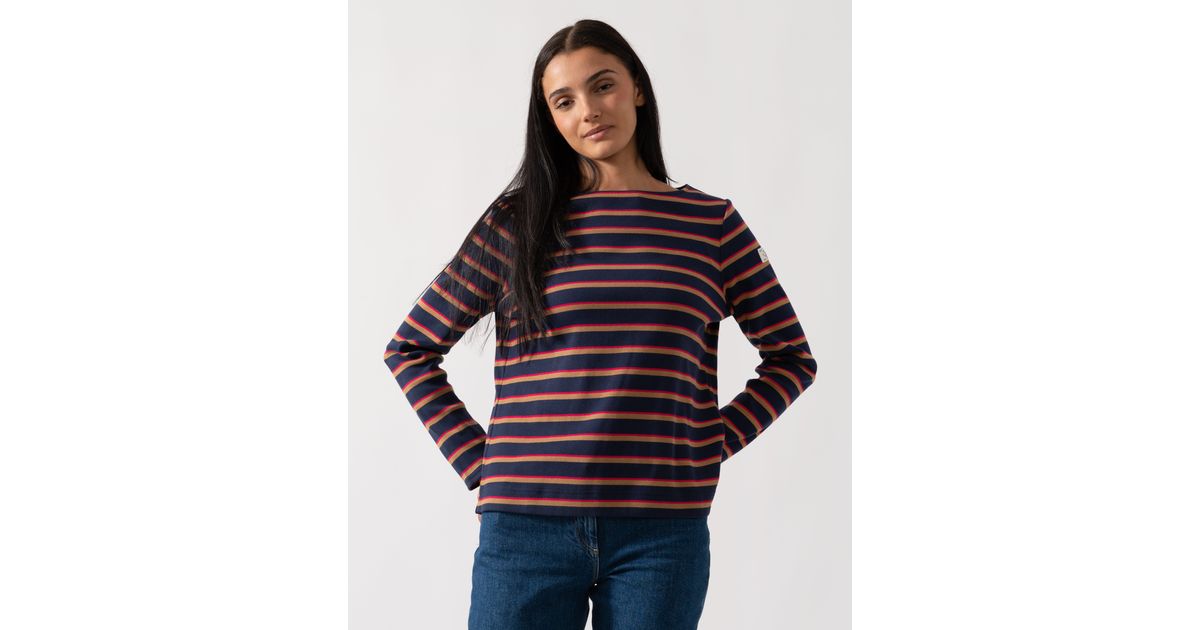 Joules New Harbour Striped Breton Top in Purple | Lyst UK