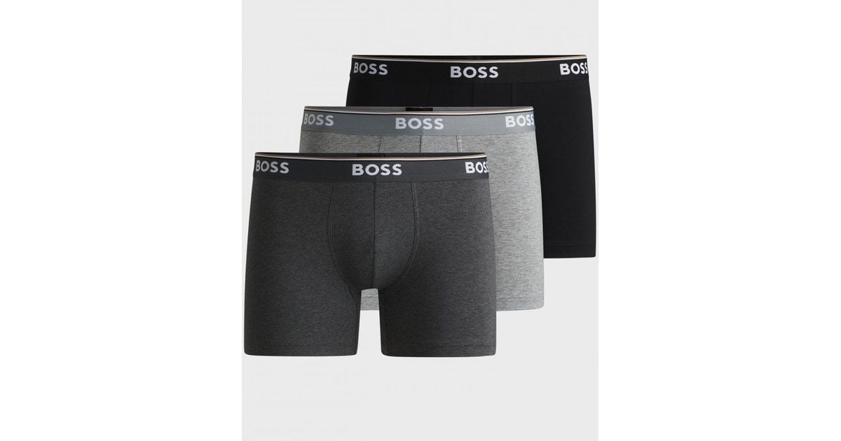 BOSS Power Three Pack Stretch Cotton Boxer Briefs With Logos Nos in ...