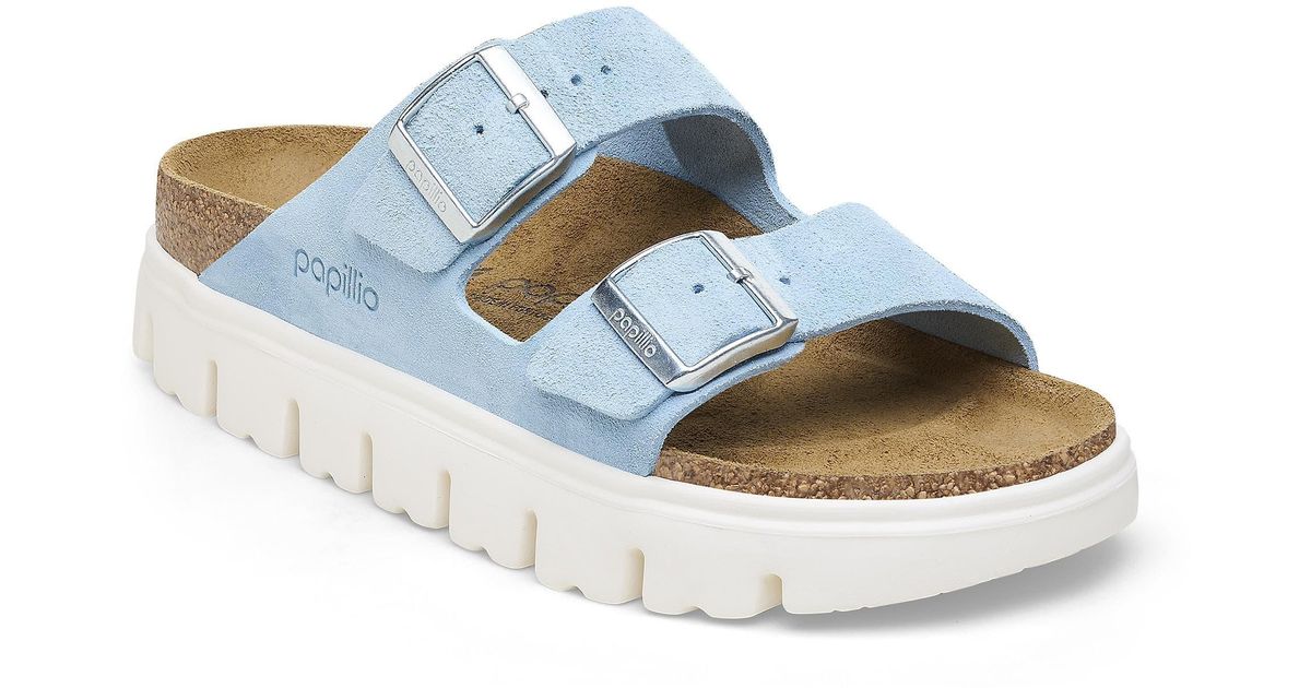 Birkenstock Papillio Arizona Chunky Suede Sandals in Blue | Lyst