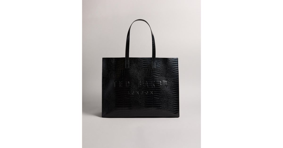 Ted Baker Allicon Mock Croc Icon Tote Bag in Black | Lyst