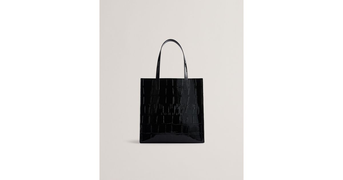 Ted Baker Croccon Imitation Croc Large Icon Bag in Black | Lyst
