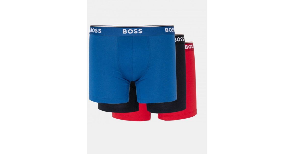 BOSS Power Three Pack Stretch Cotton Boxer Briefs With Logos Nos in ...