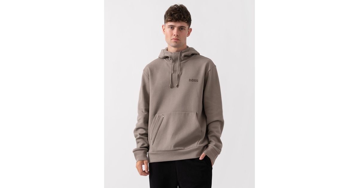 BOSS Soody Mirror Cotton Blend Hoodie With Mirror-Effect Logo Size: L ...