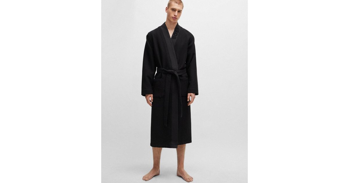 BOSS Boss Waffle-Structure Dressing Gown With Embroidered Logo 001 ...