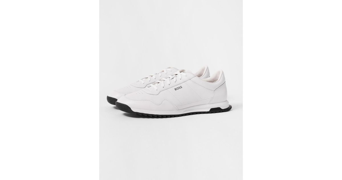 BOSS Zayn_lowp Leather Trainers With Signature Details in White for Men ...
