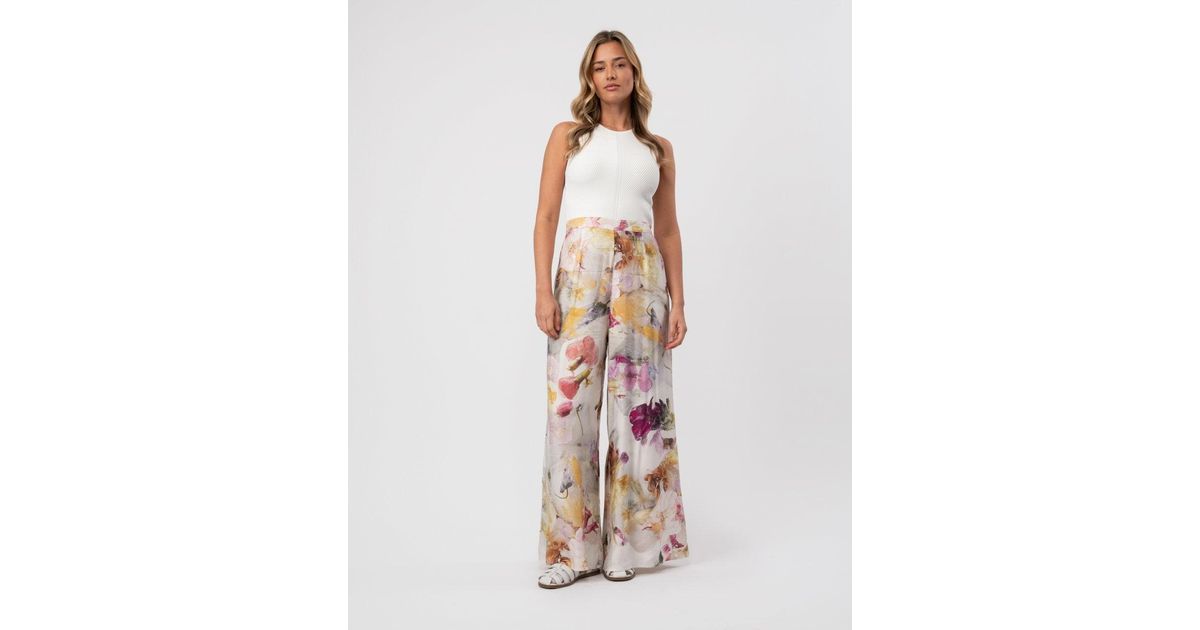 Ted Baker Tirsso Floral Wide Leg Jumpsuit With Knit Bodice in Natural ...