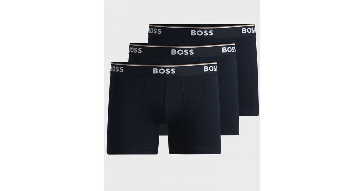 BOSS Boss Power Three Pack Stretch Cotton Boxer Briefs With Logos Nos ...