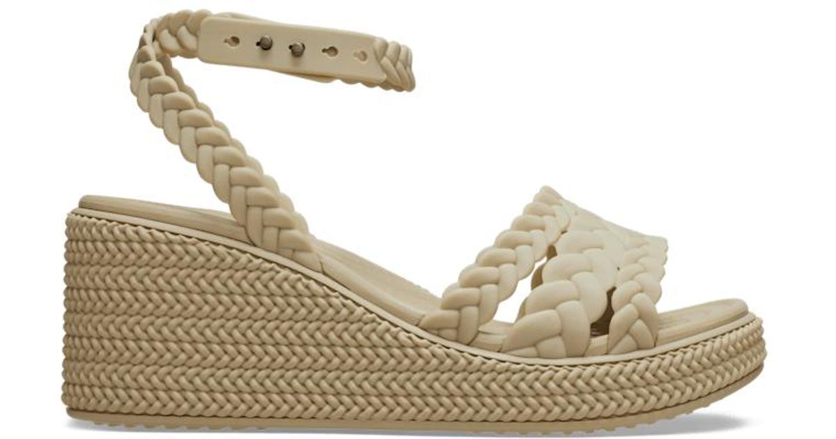Crocs™ Brooklyn Woven Ankle Strap Wedge; Chai in Black | Lyst