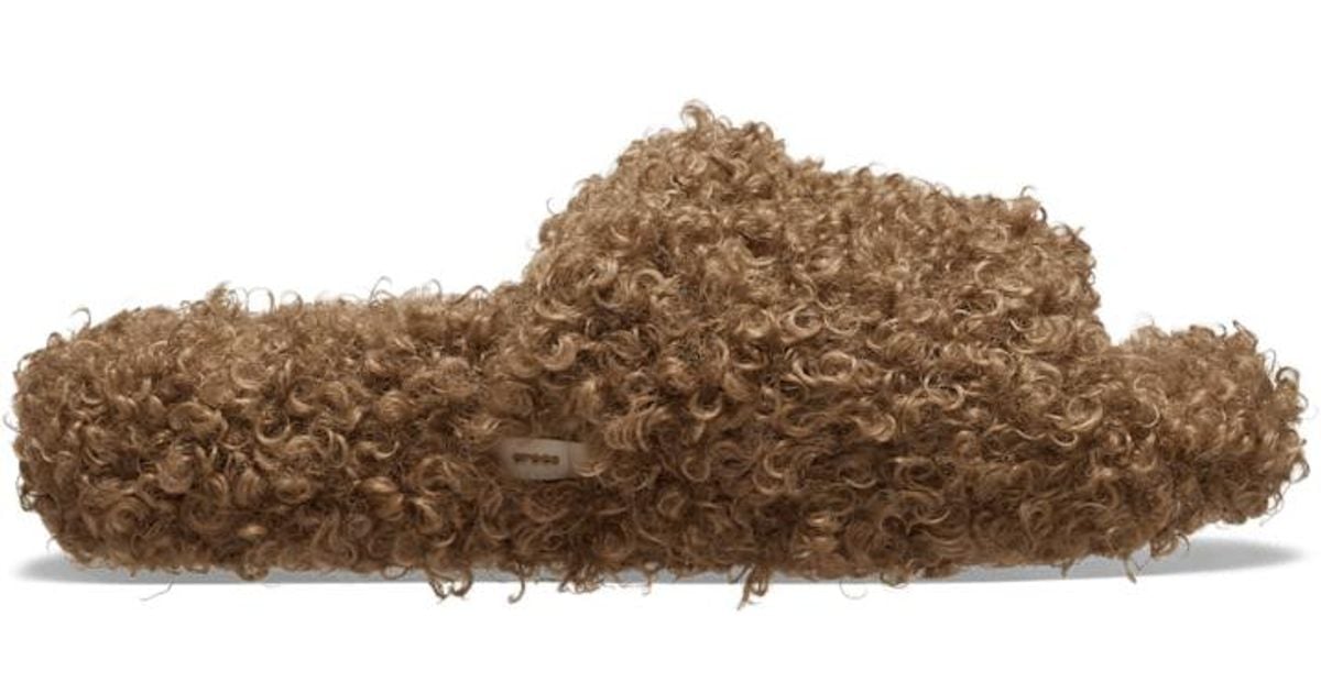 Crocs™ Classic Doodle Fur Slide in Black | Lyst