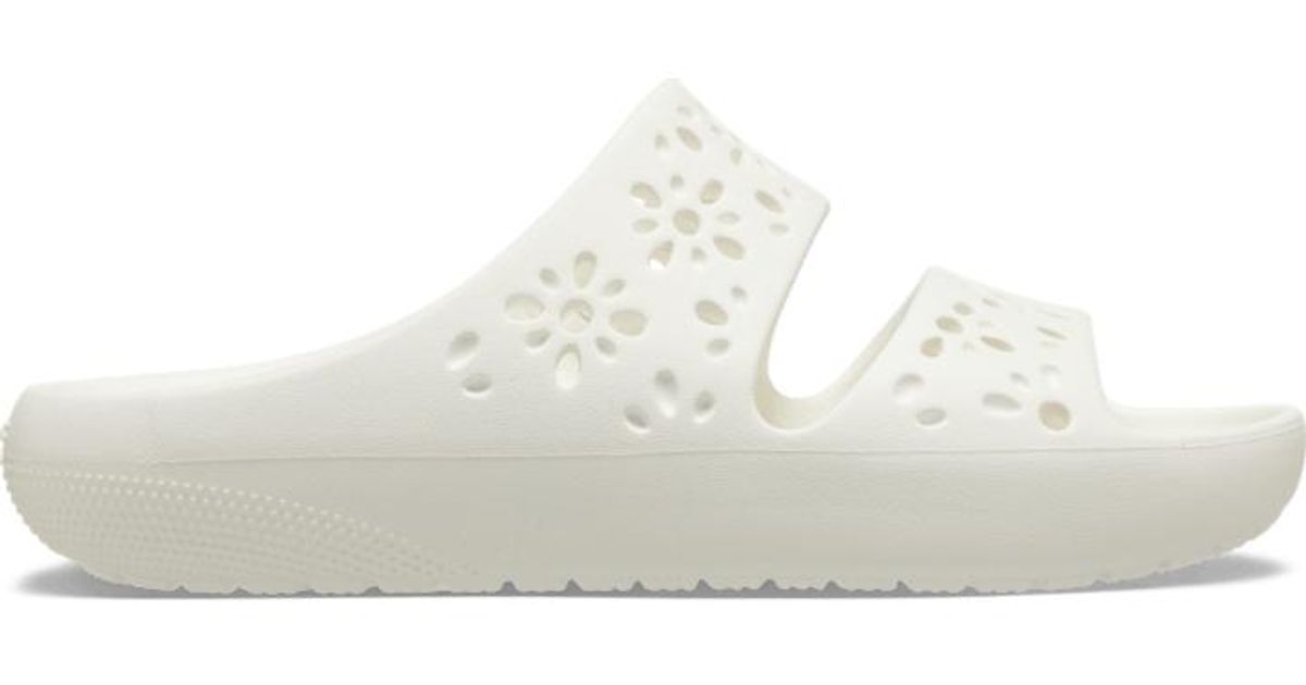 Crocs™ Classic Floral Cutout Sandal in White | Lyst