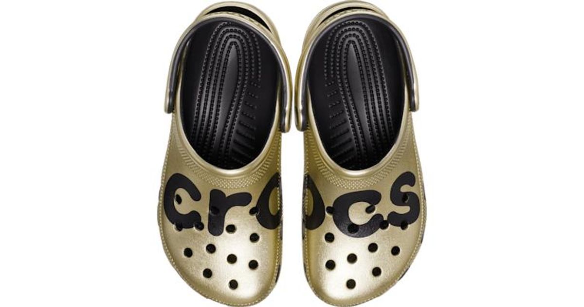 Crocs™ Classic Metallic Logo Clog; Metallic in Black | Lyst