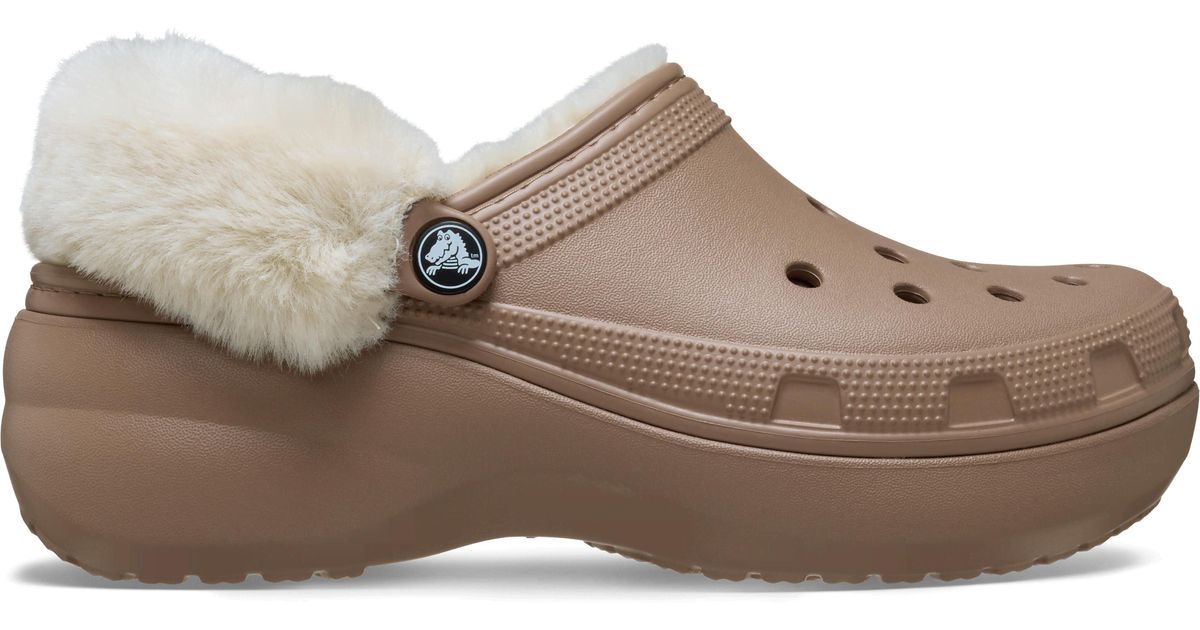 Crocs™ Classic Platform Fuzz Lined Clog in Black | Lyst UK