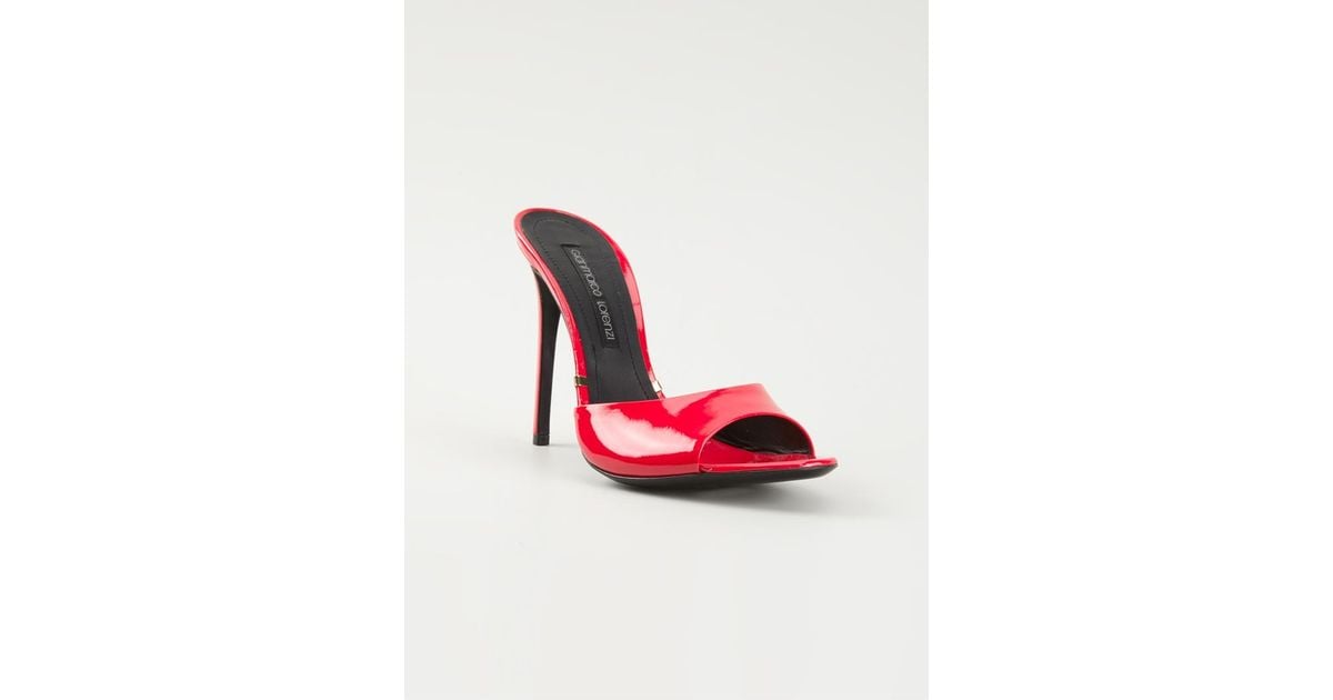 Gianmarco Lorenzi Stiletto Heel Mules in Red | Lyst