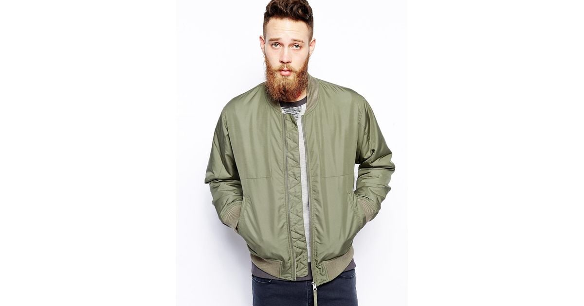 WOOD WOOD Contrast Bomber Jacket in Green for Men - Lyst