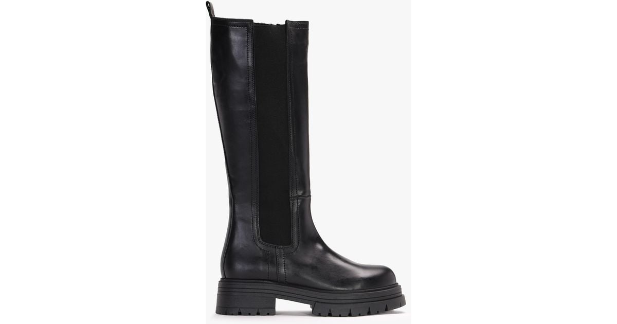 Daniel Issa Black Leather Knee High Chelsea Boots | Lyst