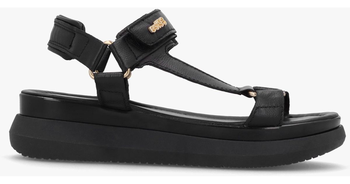 Daniel Mazey Est93 Black Leather Flatform Sandals | Lyst