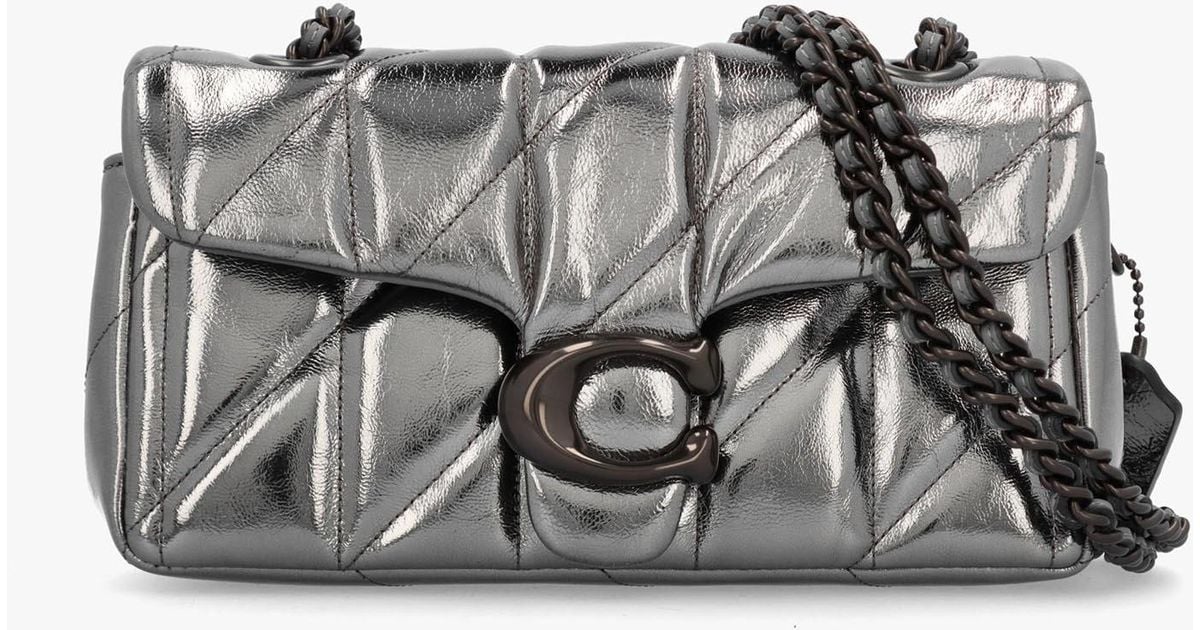 COACH Tabby 20 Quilted Anthracite Metallic Leather Shoulder Bag in Gray ...