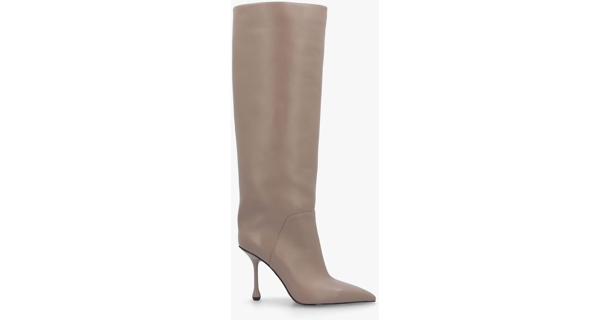 Daniel Elodie Taupe Leather Sculpted Heel Knee Boots in White | Lyst UK