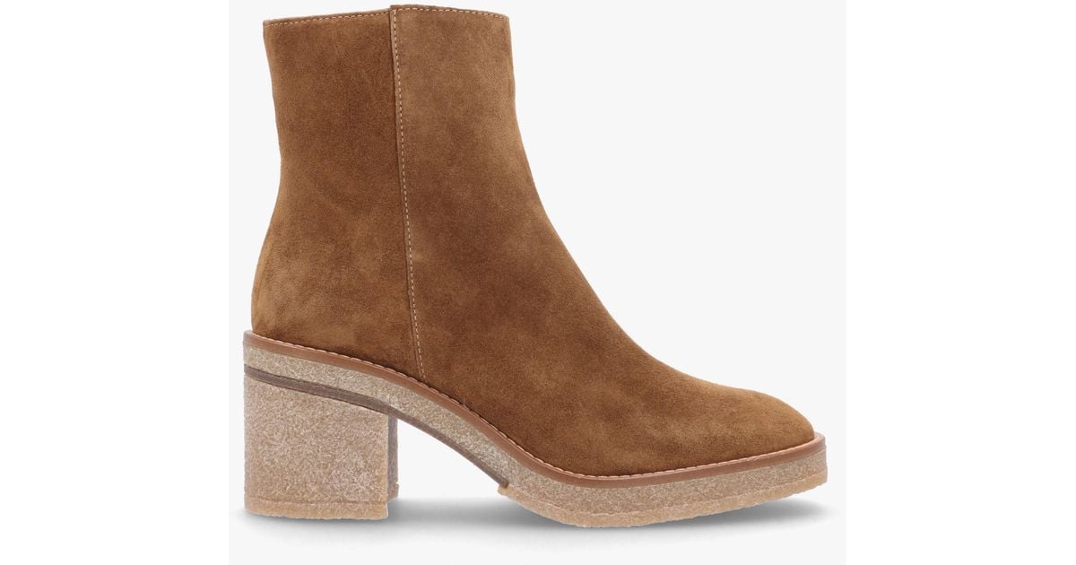 Alpe Airy Tan Suede Block Heel Ankle Boots in Brown | Lyst