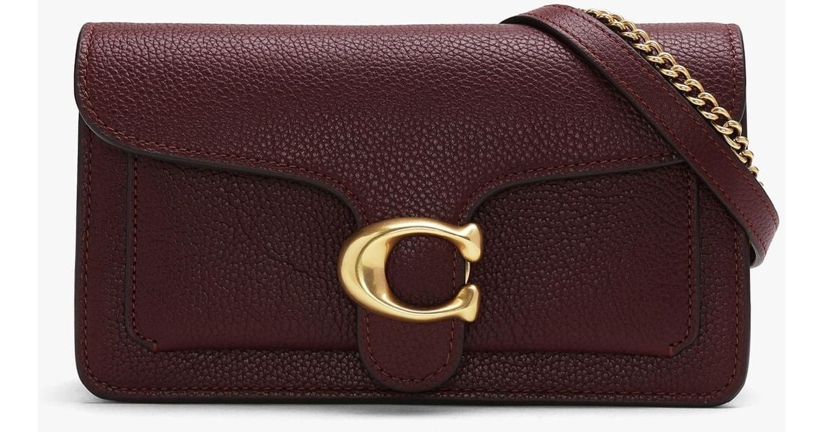 COACH Tabby Merlot Leather Chain Clutch Bag in Purple | Lyst UK