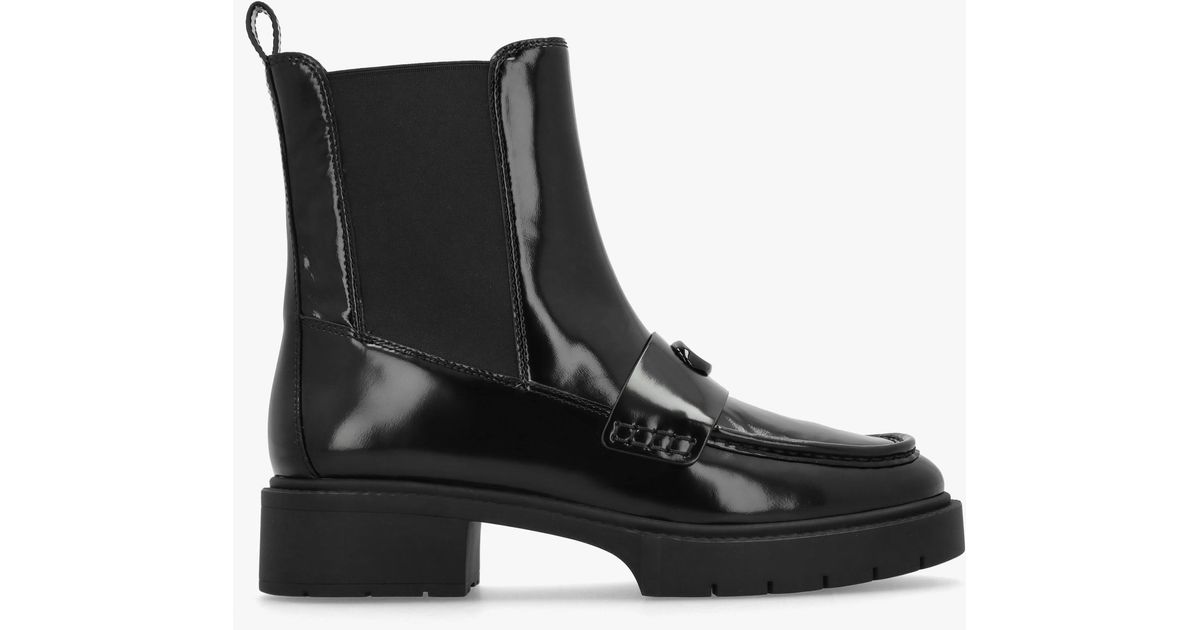 COACH Louisa Black Leather Chelsea Boots | Lyst