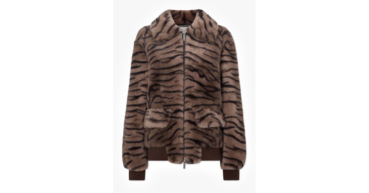 Charlotte Simone Ginger Brown Tiger Faux Fur Bomber Jackets | Lyst