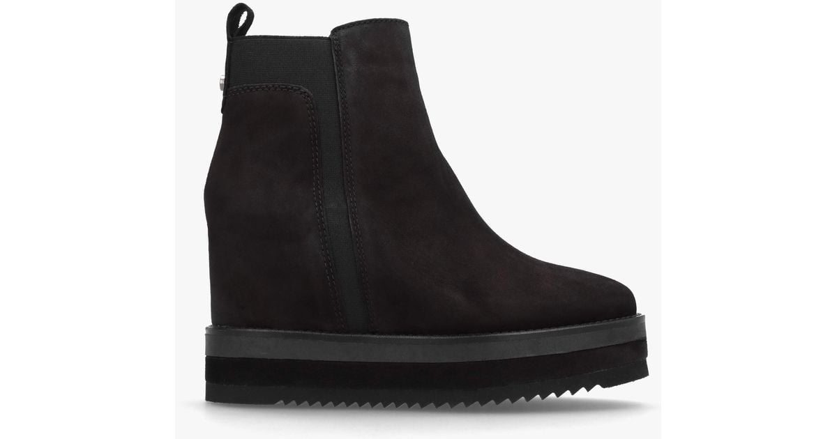 Alpe Azure Black Suede Wedge Chelsea Boots | Lyst