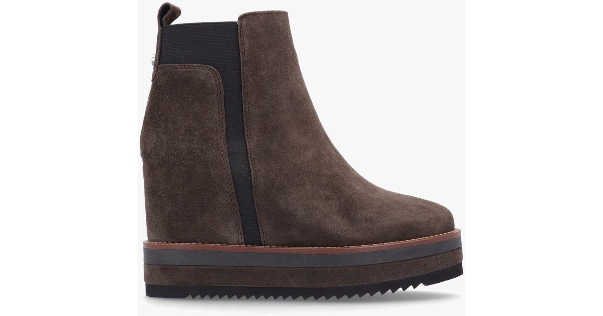 Alpe Azure Brown Suede Wedge Chelsea Boots | Lyst