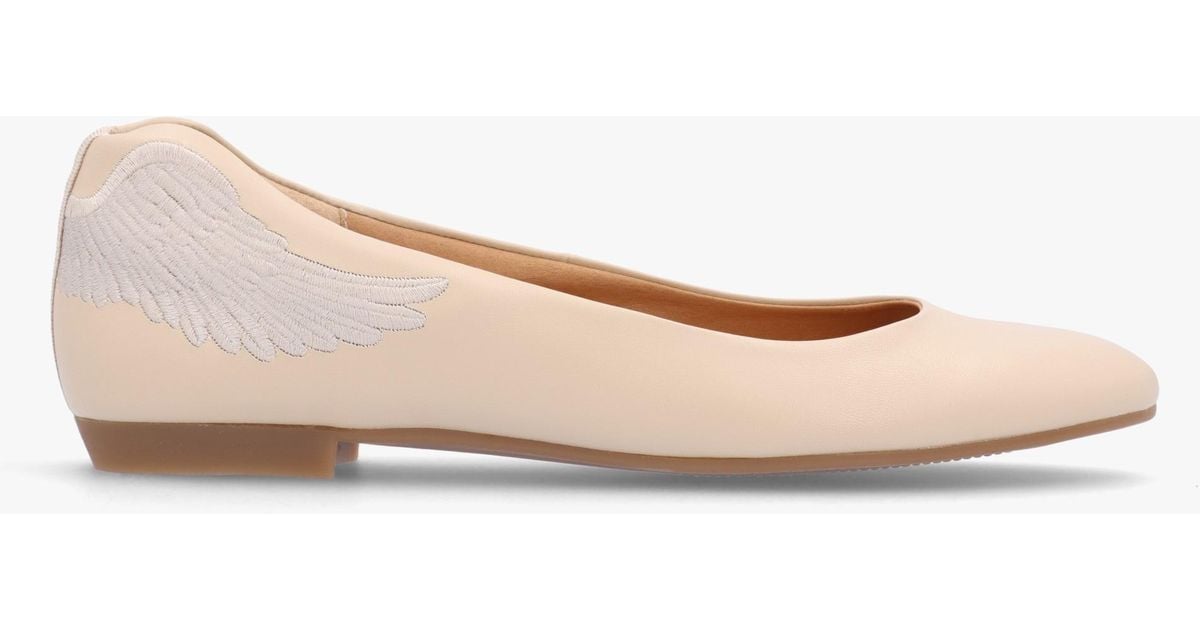 Martel Angels Wings Beige Metallic Leather Ballet Pumps in Pink | Lyst