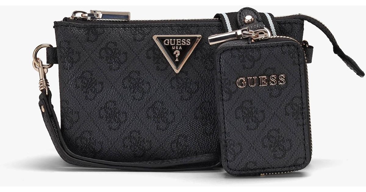 Guess Mini Latona Tri Coal Logo Top Zip Cross-body Bag in Black | Lyst