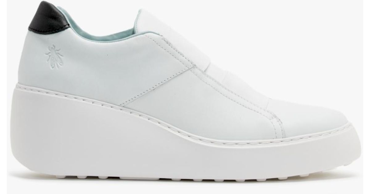 Fly London Dito White Leather Wedge Trainers | Lyst