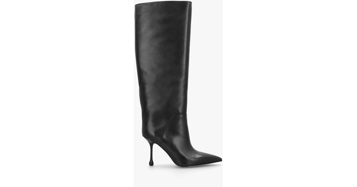 Daniel Elodie Black Leather Sculpted Heel Knee Boots | Lyst UK