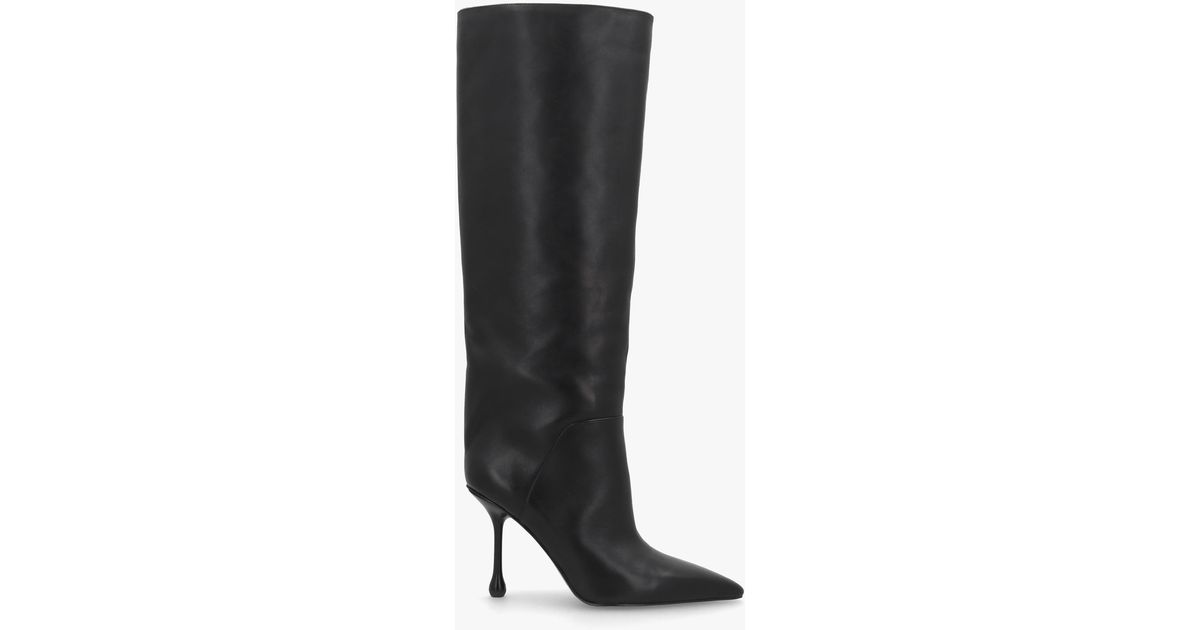 Daniel Elodie Black Leather Sculpted Heel Knee Boots | Lyst UK