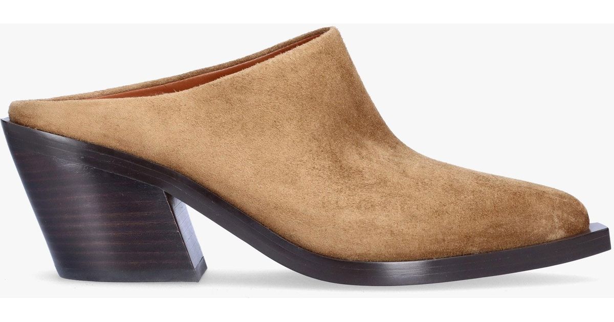 COACH Paloma Coconut Suede Western Block Heel Backless Mules in White ...