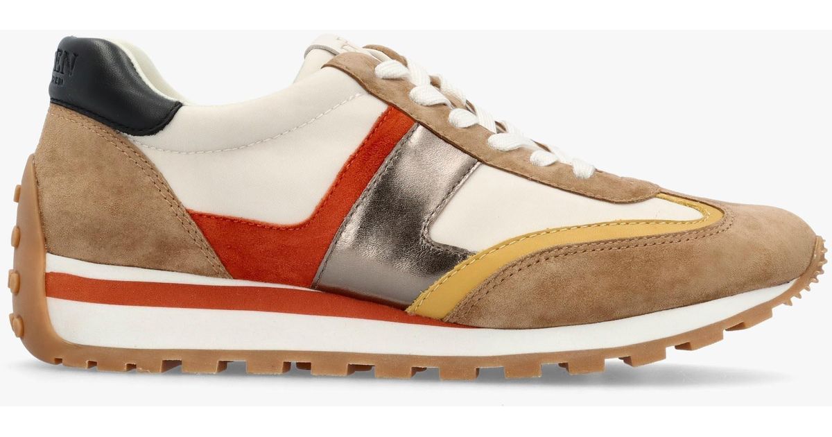 Ralph Lauren Dani Colour Block Soft White Camel Multi Suede Trainers | Lyst