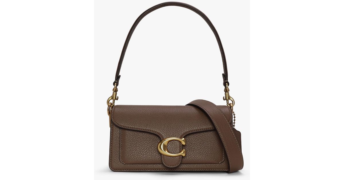 COACH Tabby 20 Dark Stone Leather Shoulder Bag in Metallic | Lyst